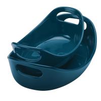China Hanford Ceramic Oven Bowl Set 2 Piece Oval Baking Dish Heat Resistant 500ml for sale