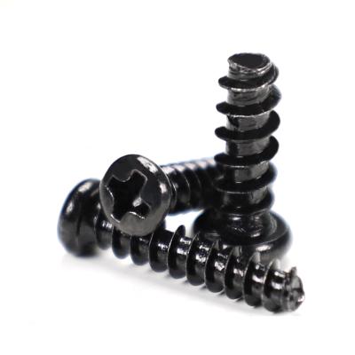 China 304 black zinc-plated bolts PB factory customized round head cross groove flat tail self-tapping screws toy screws m1/m2 for sale