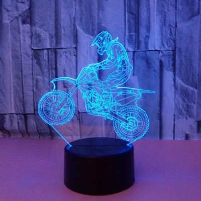 China 3D LED motorcycle night light Colorful visual stereo gradient touch remote control small table lamp for sale