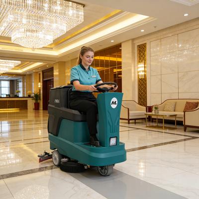 China Professional Ride On Floor Scrubber with 1260mm Height Design 90L Recovery Tank for sale