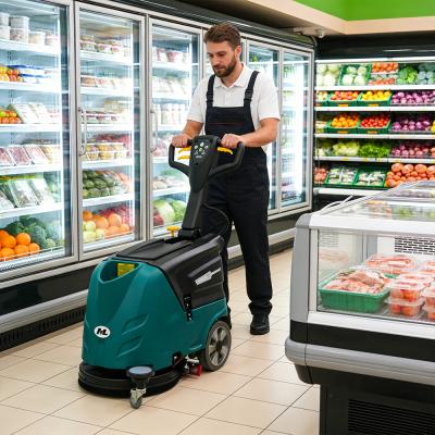 China Commercial Walk Behind Floor Scrubber Machine 120rpm Brush Speed Battery Powered for sale
