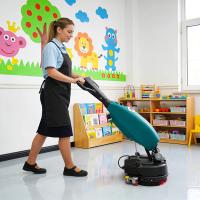 Quality Dual‑Brush Mini Floor Scrubber with 560mm Squeegee Ideal for Printing Shops for sale