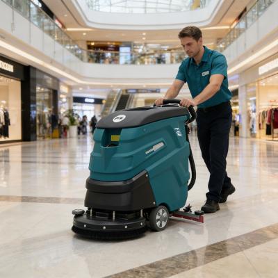 China Battery‑Powered Walk Behind Floor Scrubber 100Ah, 5‑Hour Runtime for Large Commercial Spaces for sale