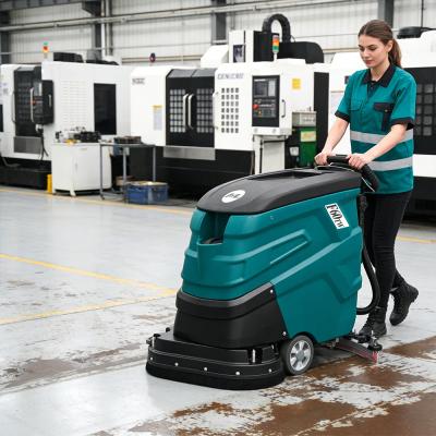 China Commercial Walk Behind Floor Scrubber 830mm Squeegee Width 155rpm Brush Speed Battery Powered for sale