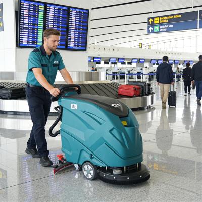 China Airport 50L Squeegee Compact Walk Behind Floor Scrubber For Marble Washing Cleaner for sale