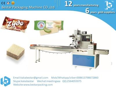 China Automatic Flow Packaging Machine for Bread Soda Crackers Wafer Plastic Film Wrapping 120 Packs/Min for sale