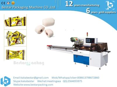 China Automatic Flow Pack Cotton Candy Packaging Machine with Feeder 220V 50Hz for sale