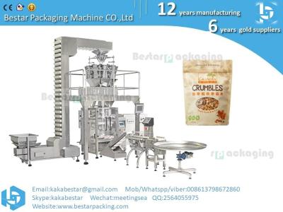 China Stand-up quad bag vertical packaging machine for oatmeal cornmeal grain granule rice snack for sale