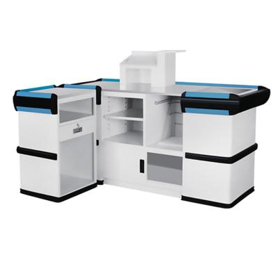 China 180CM SS Supermarket Checkout Counter 33in With Conveyor Belt for sale