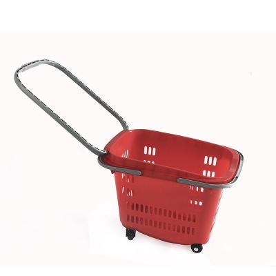 Cina Cestini della spesa tenuti in mano della drogheria 45L di 395MM con il contenitore del rullo delle maniglie in vendita