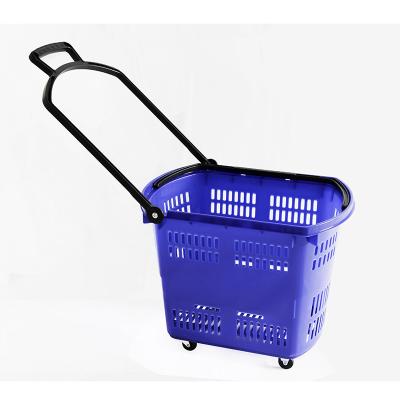 Cina Cestini della spesa tenuti in mano della drogheria 45L di 395MM con il contenitore del rullo delle maniglie in vendita