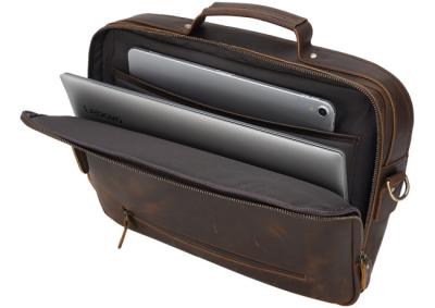 China Antiwear Practical Leather Business Briefcase , Durable Leather Laptop Bags For Men for sale