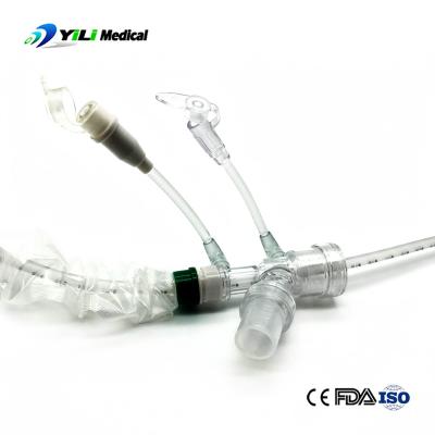 China PVC-gesloten zuigkatheter voor tracheostomie Y-stuk 14fr Te koop