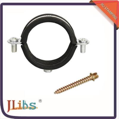 China Hydraulic Vertical Galvanized Pipe Clamps , Single Pipe Clamp Bracket With Rubber for sale