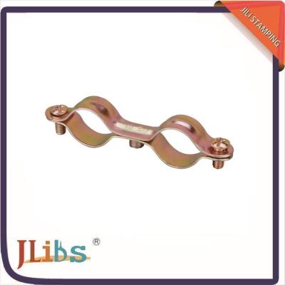 China Durable Electro Galvanized Glass Metal Pipe Clips , Double Ring Clamp M7 for sale