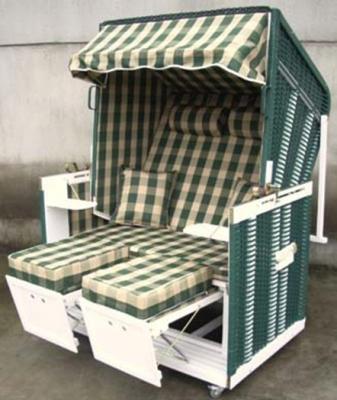 Modern White And Green Roofed Wicker Beach Chair & Strandkorb For Outdoor
