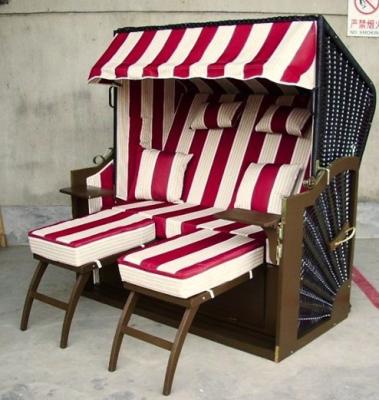 Contemporary Wood And Rattan Roofed Beach Chair & Strandkorb For Hotel