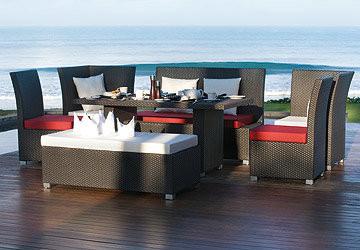 Cina mobilia del rattan del giardino 7pcs con la parte posteriore di livello in vendita