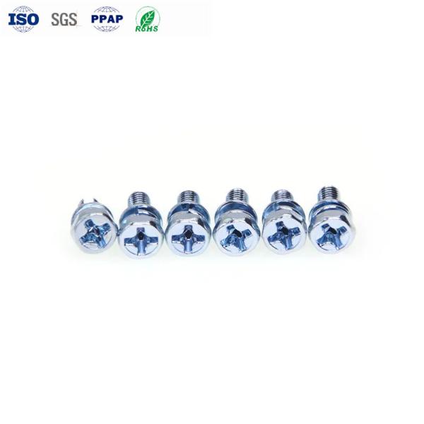 Quality M4 Combination Screw Blue Zinc Cross Groove Hexagonal Head Screw With Flat for sale
