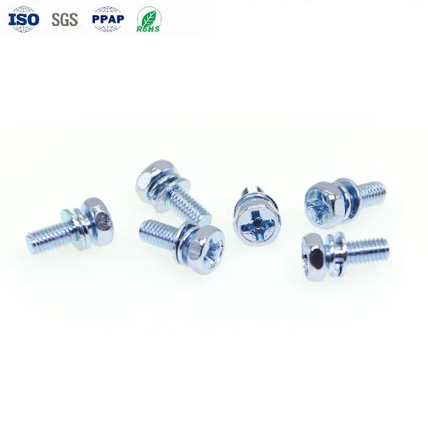 Quality M4 Combination Screw Blue Zinc Cross Groove Hexagonal Head Screw With Flat for sale