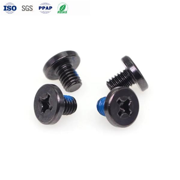 Quality M0.8 M1.0 Micro Screws Carbon Steel Black Nickel Cross Micro Fasteners Circuit Board Adhesive for sale