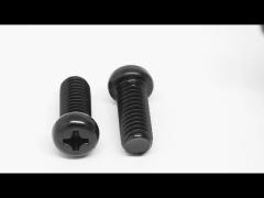 Common Connection Bolt Black Carbon Steel Round Head Screws with Cross-Recessed Drive