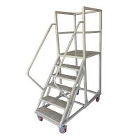 China Heavy Duty Aluminum Mobile Step Ladder 2-3 Steps Industrial Safety Platform 150kg Capacity for sale