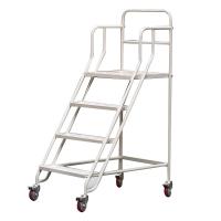 China Heavy Duty Aluminum Mobile Step Ladder 2-3 Steps Industrial Safety Platform 150kg Capacity for sale