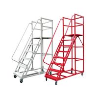 China Heavy Duty Aluminum Mobile Step Ladder 2-3 Steps Industrial Safety Platform 150kg Capacity for sale