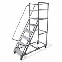 China Aluminum Alloy Mobile Platform Step Ladder with Handrails and Pulley 6000 Series for sale