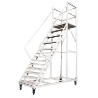 China Aluminum Alloy Mobile Platform Step Ladder with Handrails and Pulley 6000 Series for sale
