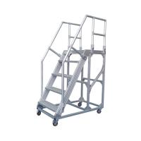 China Aluminum Alloy Mobile Platform Step Ladder with Handrails and Pulley 6000 Series for sale