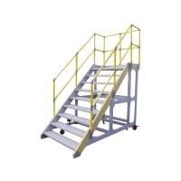 China Aluminum Alloy Mobile Platform Step Ladder with Handrails and Pulley 6000 Series for sale