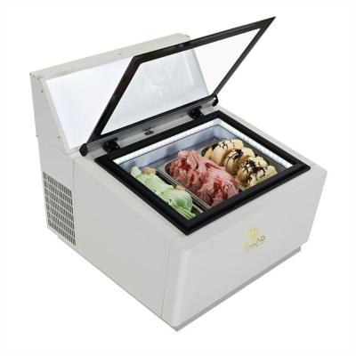 China 200W Smart Gelato Ice Cream Showcase with Reverse Cycle Defrost - 44KG Industrial Refrigeration Unit for sale