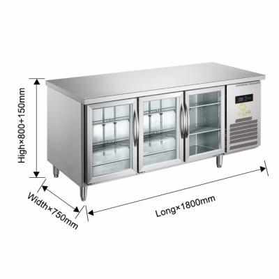 China 220-240V 2N-50HZ Air Cooled SS304 Workbench Refrigerated Display Case for sale