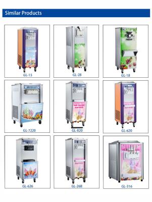 China Night Preservation Industrial Soft Ice Cream Machine 360-460 Cups/h 22-28kg/h Production Rate 220-240VVoltage for sale