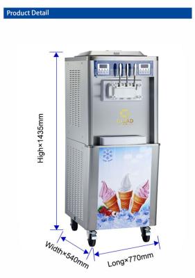 China Soft Ice Cream Machine with 2x2.1L FREEZINGTANK 360-460 Cups/hr Output R404A Refrigerant for sale