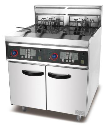 China Commercial Stainless Steel French Fries Machine 2Tank 2 Basket Potato Chip Fryer electric Deep Fryer for sale