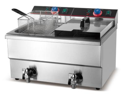 China Hot Sale Industrial Restaurant French Fries Machine table top  2 Tank 2 Basket Potato Chip Fryer gas Deep Fryer for sale