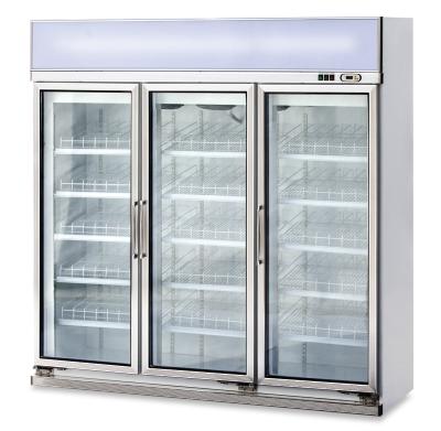 China Refrigerator and Freezers Store Three Double Glass Door Cooler Refrigerator Coca Fridge Cola for sale