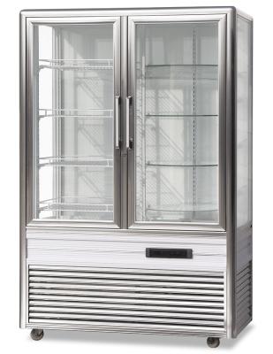 China Commercial Vertical Double Door Air Cooling Beverage Refrigerator, Undermounted Condenser Drink Display Chiller for sale