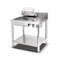 China Commercial Manual Breading Table 304 Stainless Steel 800mm Wrapping Powder Table for KFC for sale