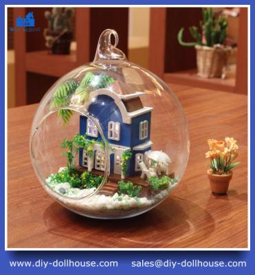China DIY Glass Ball Doll House Model Building Kits Wooden Mini Handmade Miniature MG001 for sale