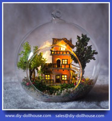 China Diy wooden dollhouse mini glass dollhouse miniature room box model building cottage G016 for sale