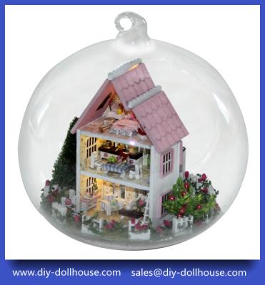 China Diy wooden dollhouse mini glass dollhouse miniature room box model building cottage G012 for sale