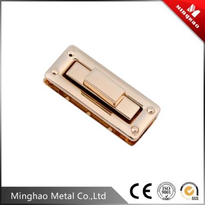 China High quality handbag square turn lock for bag parts,51.74*21.73mm,Zinc alloy square lock for sale