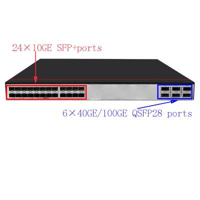 Cina Switch di rete 24 porte 10 Gigabit SFP e 6 100GE QSFP28 per applicazioni industriali in vendita