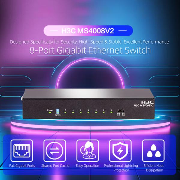 Quality H3C MS4000 Series Gigabit Ethernet Switch with 6 kV Lightning Protection PoE+ Support and Plug-and-Play Functionality for sale