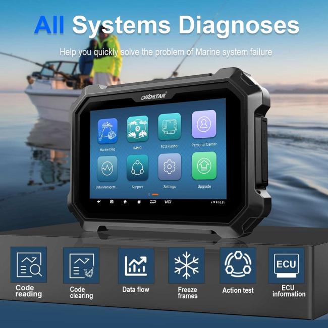 OBDSTAR D800 A+B+C+D Full Configuration Marine Diagnostic Tool for Jet Ski/ Outboard/ Inboard/ Generator