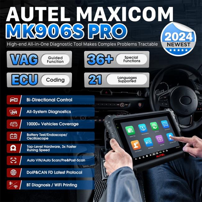 Autel MaxiCOM MK906S PRO Scanner Diagnostic Tool with Advanced ECU Coding Bi-Directional Control 